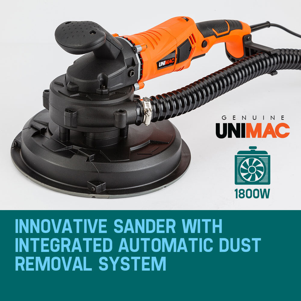 UNIMAC 1800W Drywall Sander Plaster Automatic Wall Gyprock Vacuum Syst ...
